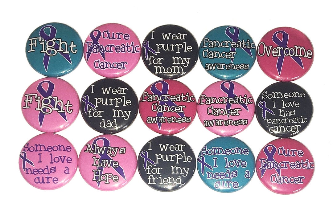 Pancreatic Cancer, 1", 1.25", Button Magnet, Pancreatic Ribbon, Purple ...