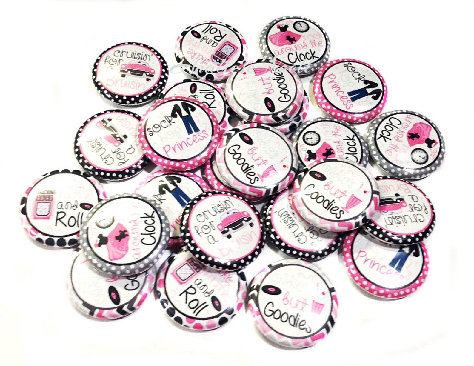 Oldies, 1", 1.25", 1.5", 2.25", Button, 50s Button, 50s Parties, 50s ...