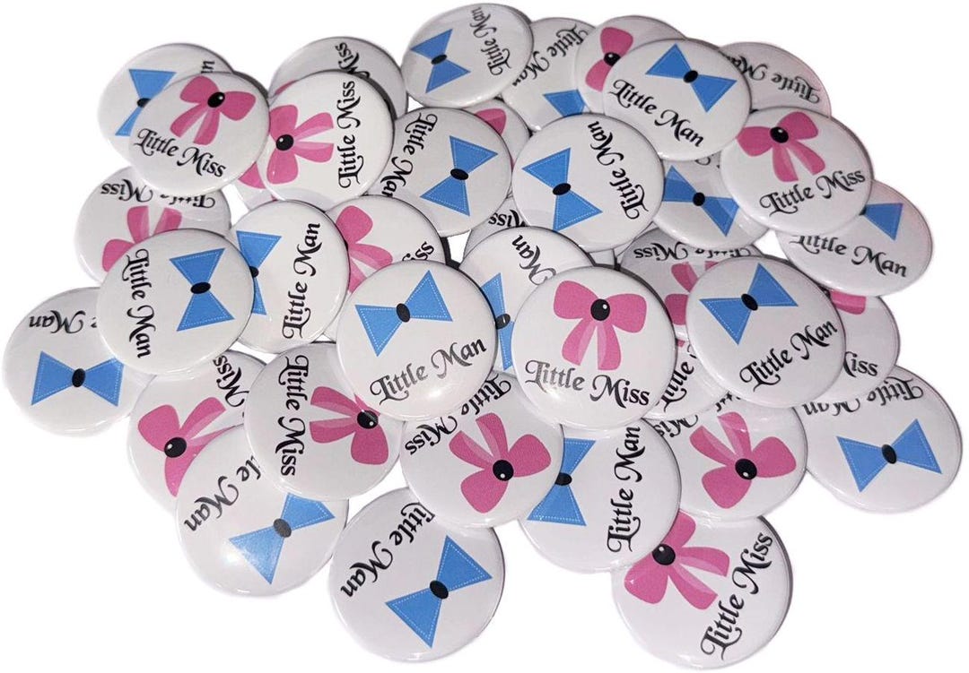 Gender Reveal, Little Man, Little Miss, 1.25", 1.5", 2.25", Pinback ...