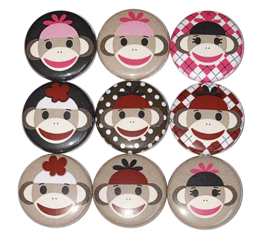 Monkey Magnet, 1", 1.25", Button Magnet, Monkey Theme, Monkey Decor ...