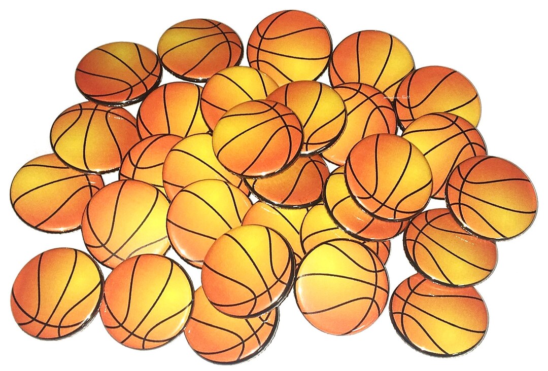 Basketball Magnet, 1", 1.25", 1.5", Button Magnet, Basketball Decor ...