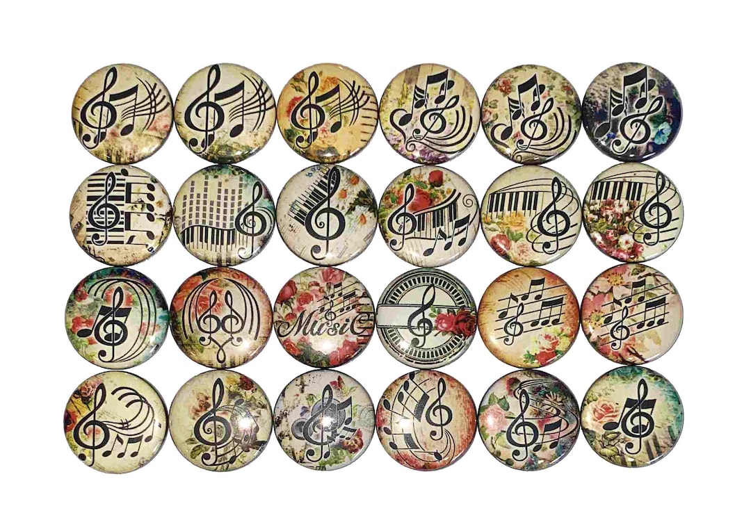 Music Magnet, 1", 1.25", 1.5", 2.25", Button Magnet, Music Button ...