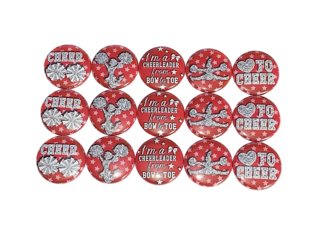 Red Cheer, Cheer Magnet, 1", 1.25", 1.5", Button Magnet, Cheer Theme ...