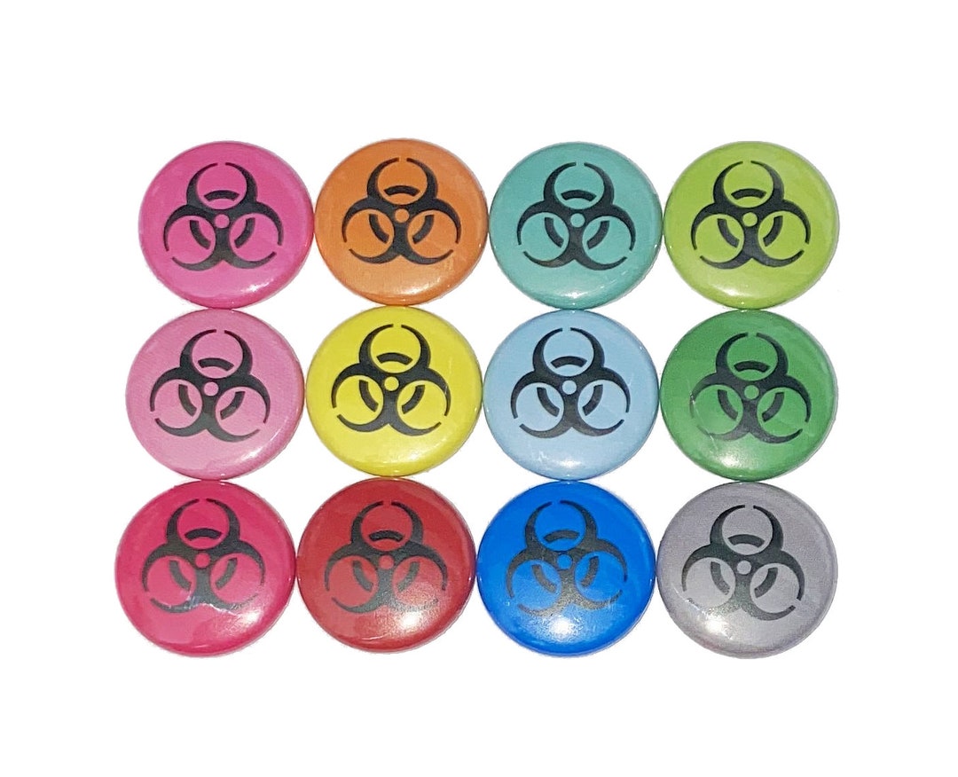 Biohazard Magnet, Lab, 1", 1.25", 1.5", 2.25", Button Magnet, Hazard ...