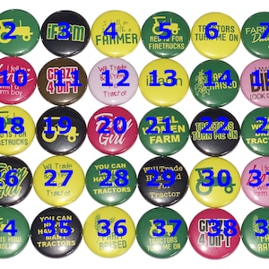 Farmer Magnet, Tractor Magnet 1", 1.25", 1.5", 2.25", Button Magnet ...