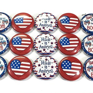 Patriotic Magnet, Made in the America, 1", 1.25", Button Magnet, Flag ...