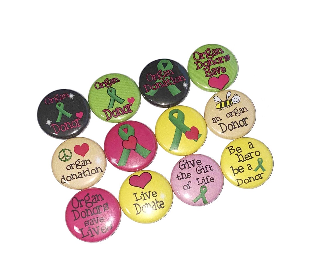 Organ Donor, Green Ribbon, 1", 1.25", 1.5", Button, Green Ribbon Theme ...