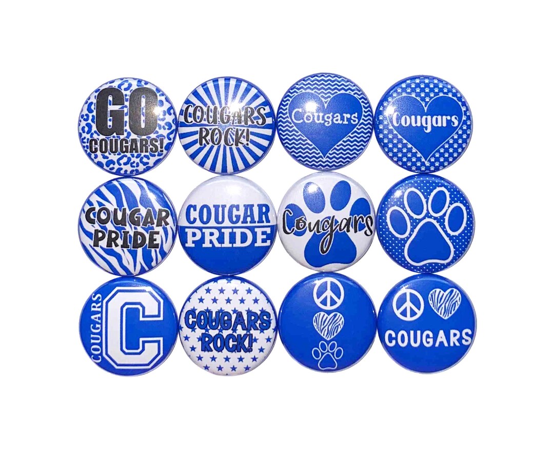 Cougars Magnet, Royal Blue, White, 1", 1.25", 1.5", 2.25", Button ...