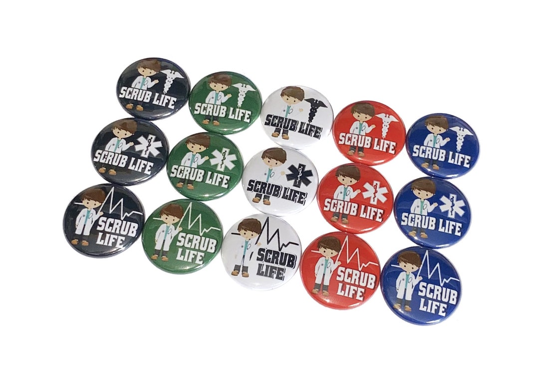 Male Srub Tech, 1", 1.25", Button, Scrub, Surgical Theme, Party Favor ...