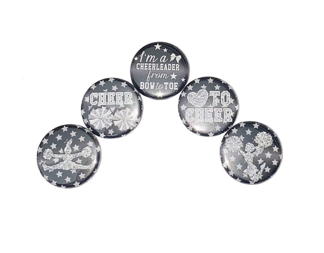 Black Cheer, Cheer Magnet, 1", 1.25", 1.5", Button Magnet, Cheer Theme ...