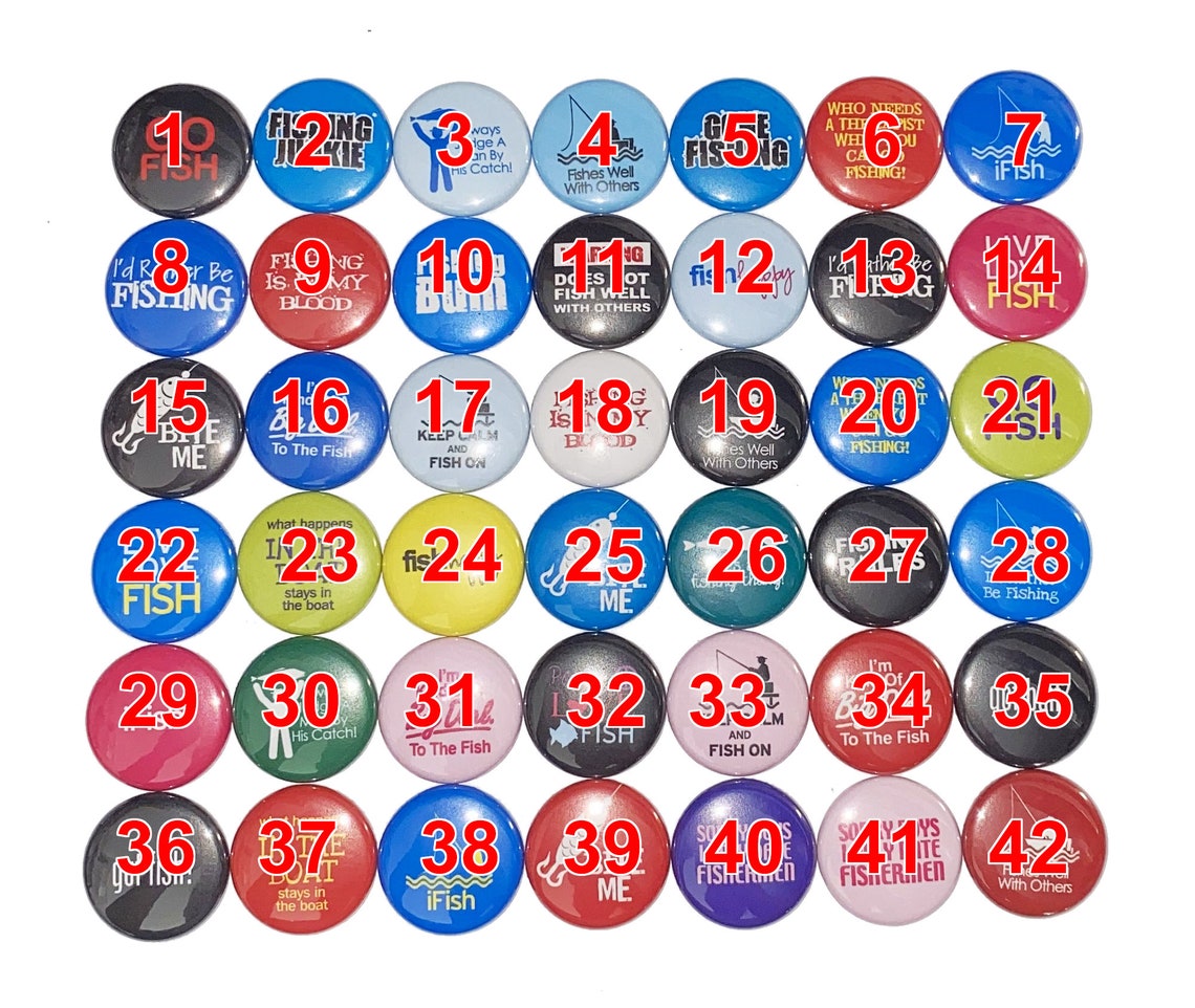 Fishing 1 1.25 1.5 2.25 Button - Etsy