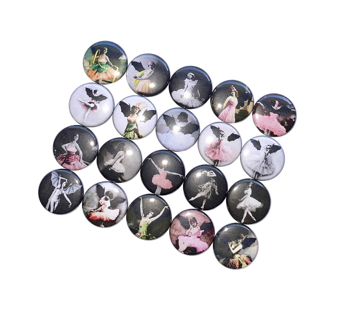 Ballerina, Gothic, 1", 1.25", 1.5", 2.25", Button, Ballet, Goth, Bats ...