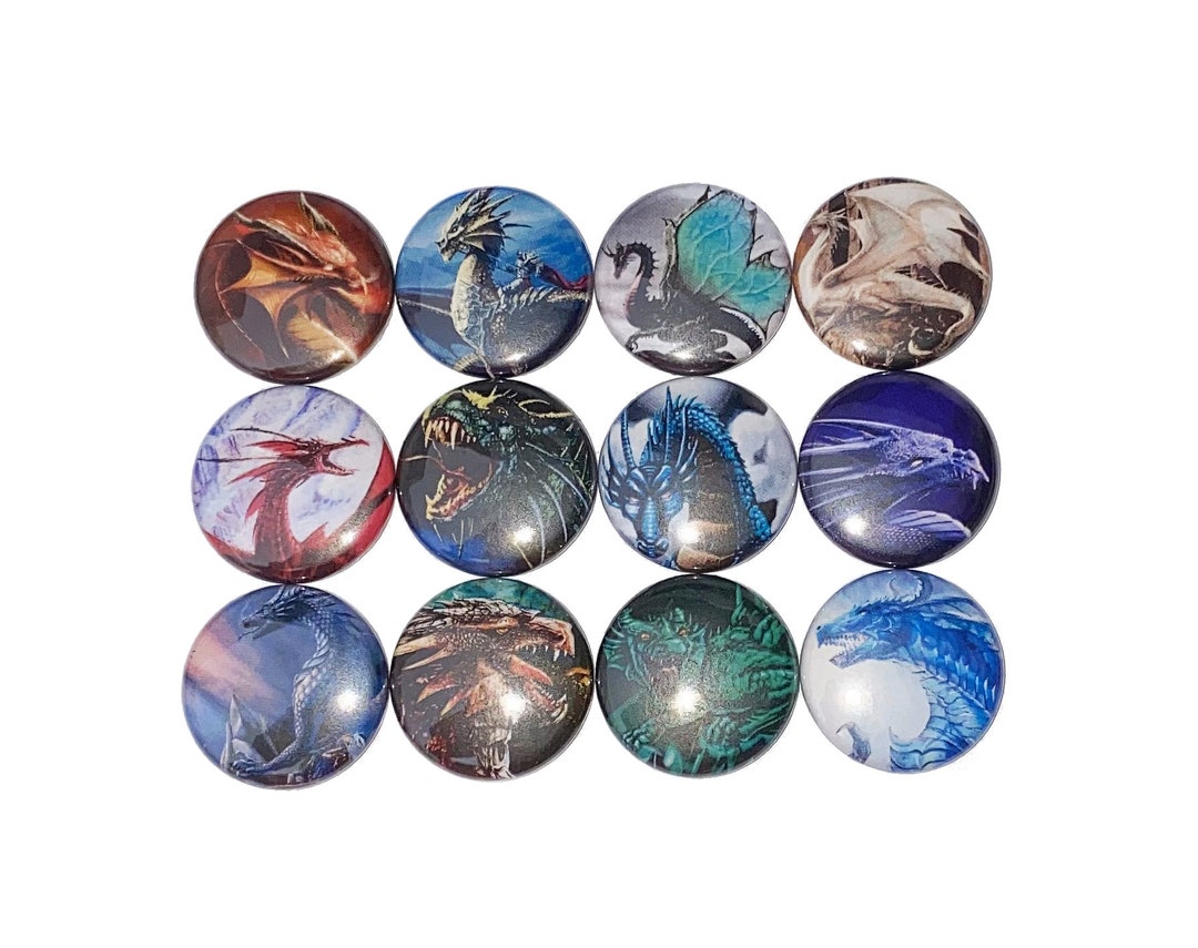 Dragon Magnet, 1", 1.25", 1.5", 2.25", Button Magnet, Dragons Flying ...