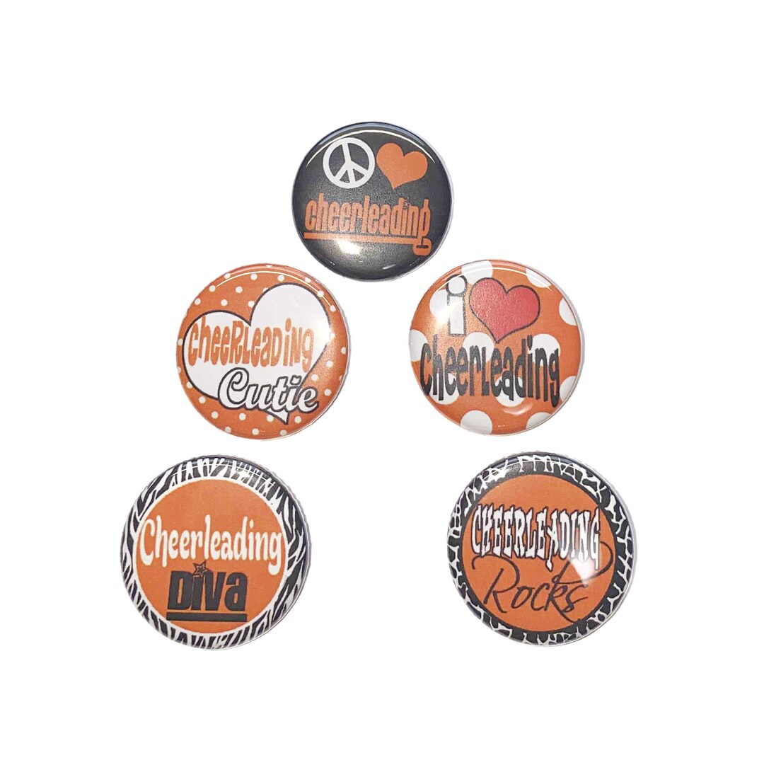 Cheerleading Magnet, Orange, Black, 1", 1.25", Button Magnet, Cheer ...