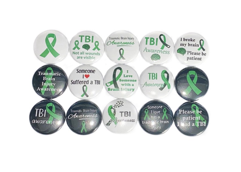 Brain Injury TBI Green Ribbon 1 1.25 - Etsy