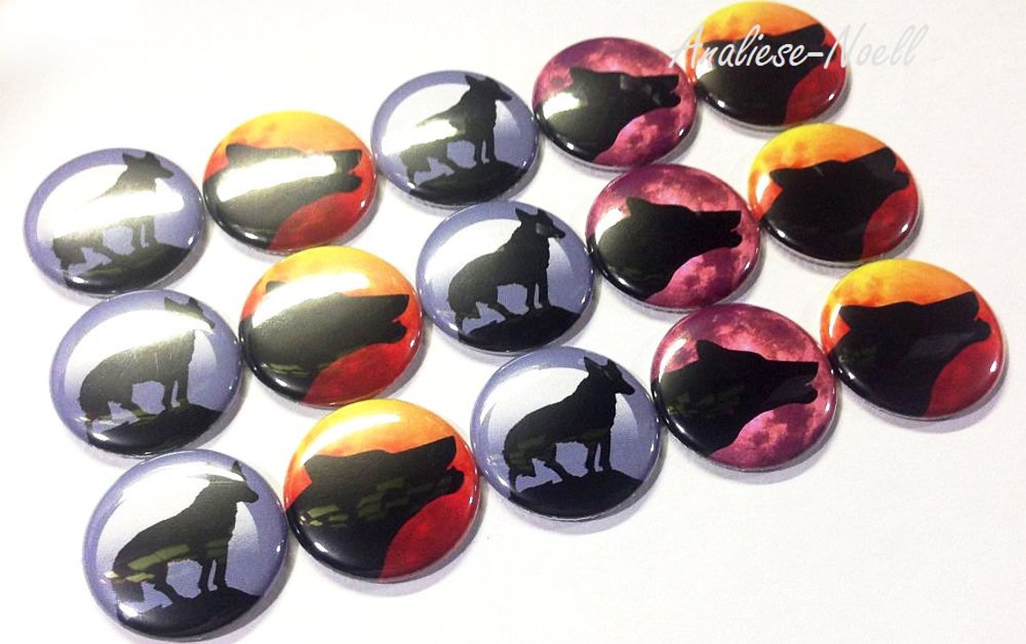 Wolf Magnet, 1", 1.25", Button Magnet, Wolf Button, Wolf Decor, Wolves ...