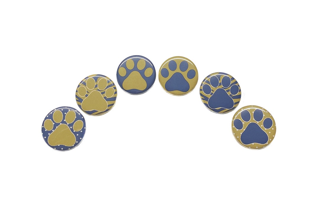 Paw Magnet, Gold Paw, Dark Blue Paw, 1, 1.25, Button Magnet, Blue, Gold ...
