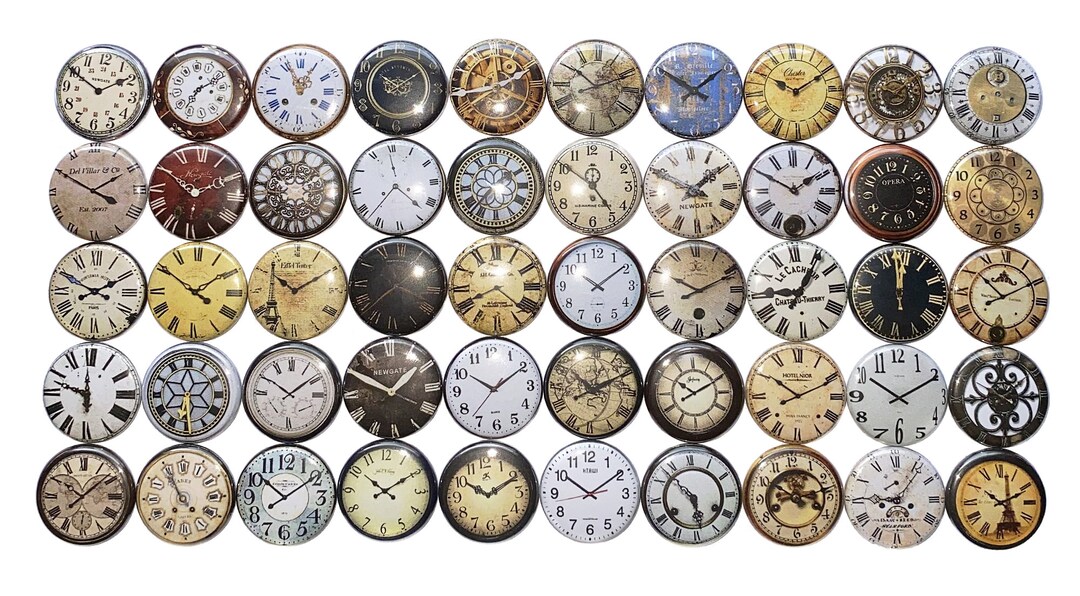 Clock Magnet, 1", 1.25", 1.5", Button Magnet, Clock Decor, Clocks, Time ...