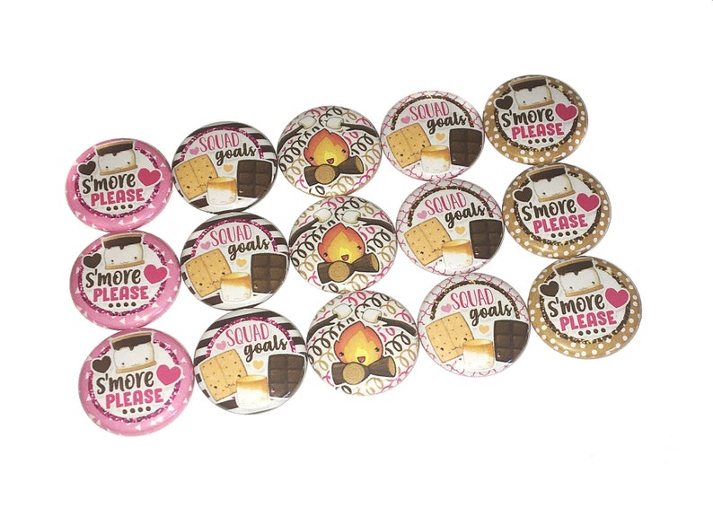 Smore Magnet, Camp Fire Magnet, 1", 1.25", 1.5", Button Magnet, Smore ...