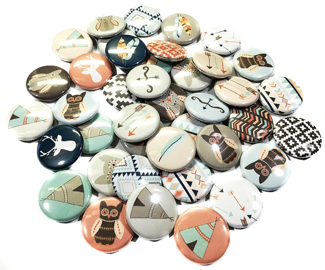 Tribal, Tee Pee, 1", 1.25", Button, Tribal Button, Tribal Pin, Owl ...