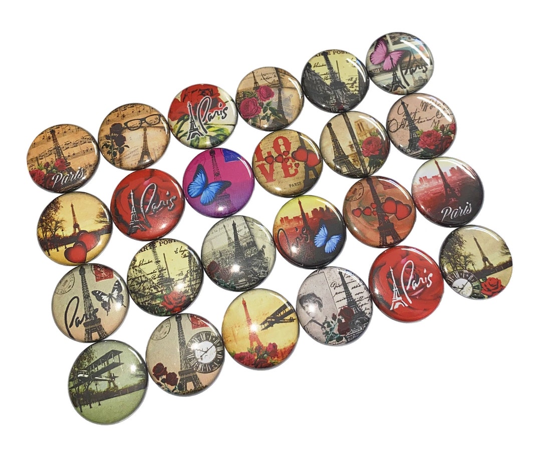 Paris, 1", 1.25", 1.5", 2.25", Button, Eiffel Tower, Party Favor, Paris ...
