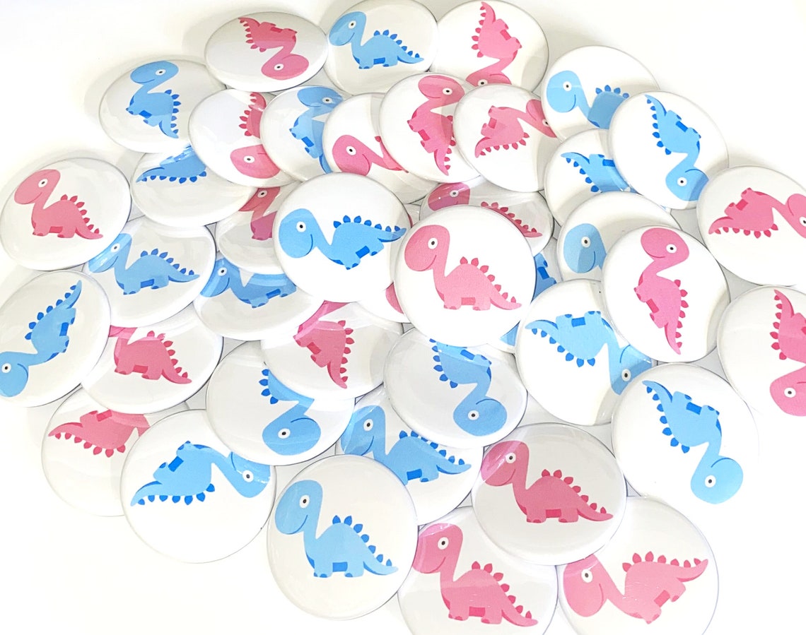 Gender Reveal Dinosaur Pink Blue 1.25 1.5 | Etsy