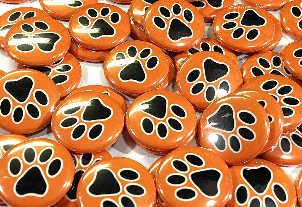 Paw Magnet Black Orange 1 1.25 1.5 | Etsy