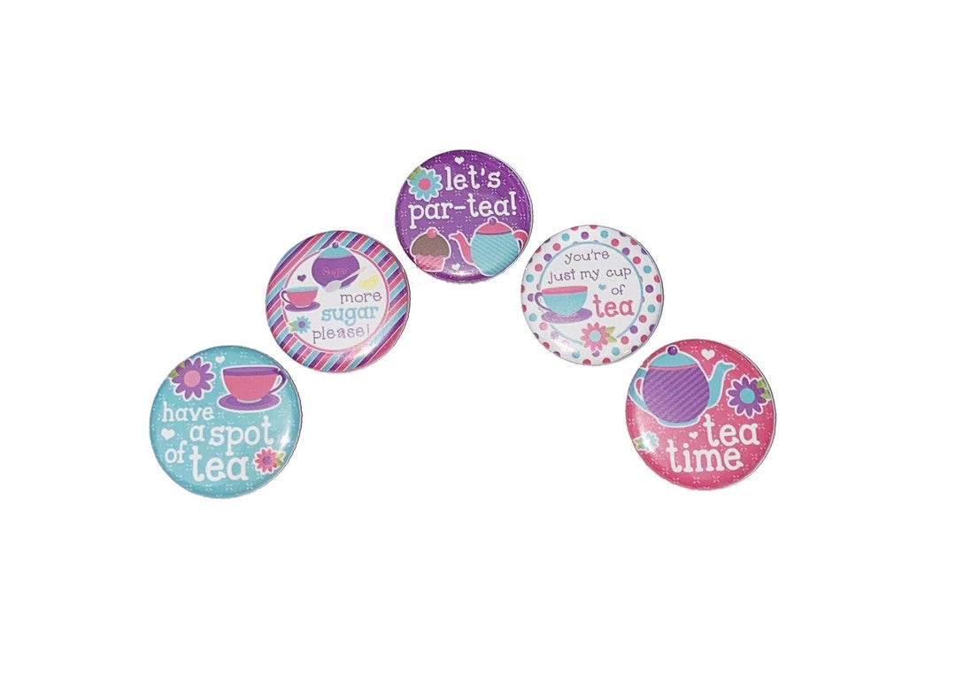 Tea Party Magnet, 1", 1.25", 1.5", 2.25", Button Magnet, Tea Theme, Tea ...