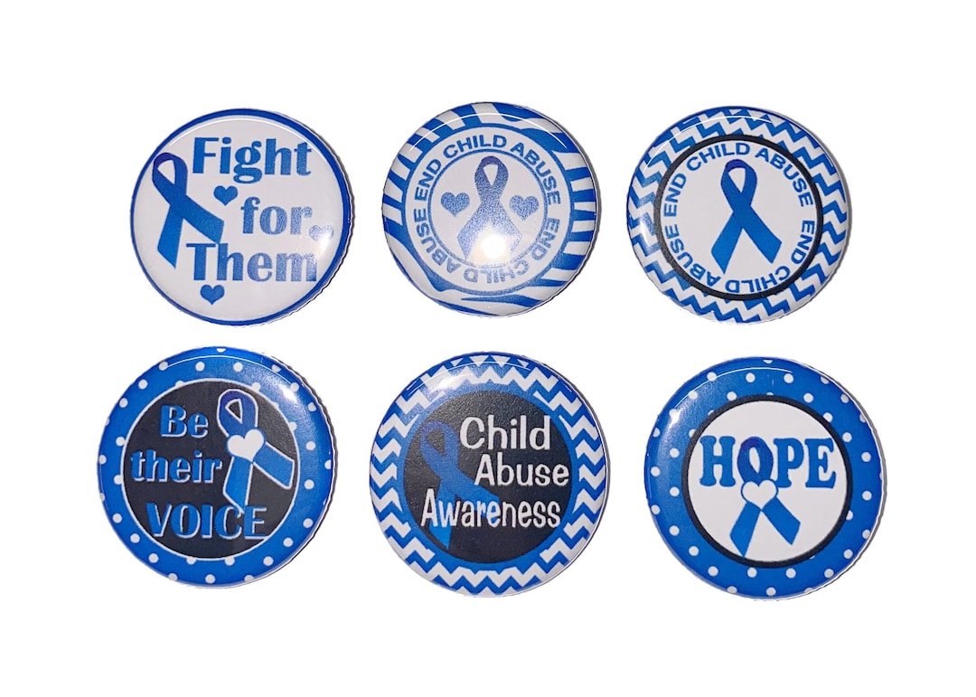 Child Abuse Awareness, 1", 1.25", Button, Blue Ribbon, Blue Ribbon ...