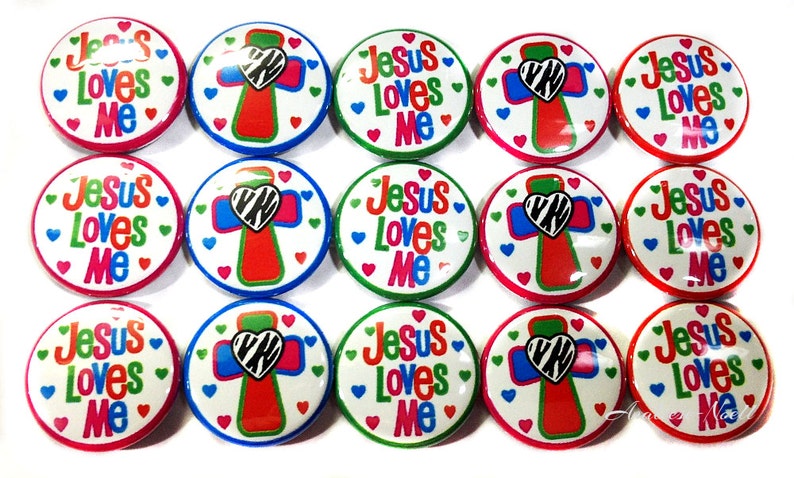 Jesus Loves Me Magnet, 1", 1.25", Button Magnet, Christian Button ...