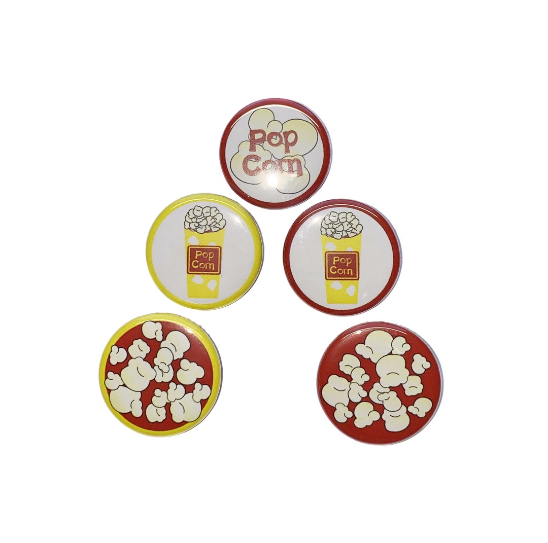 Popcorn, 1", 1.25", 1.5", Button, Popcorn Party Favor, Popcorn Decor ...