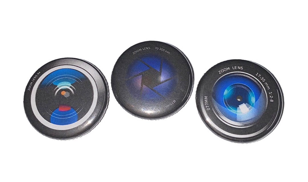 Camera Lens Magnet, 1", 1.25", 1.5", 2.25", Button Magnet, Camera Decor ...
