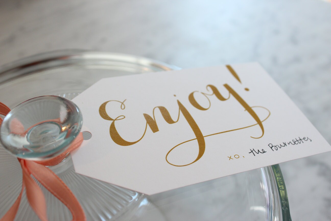 Enjoy gift / food tags gold 12 qty. | Etsy