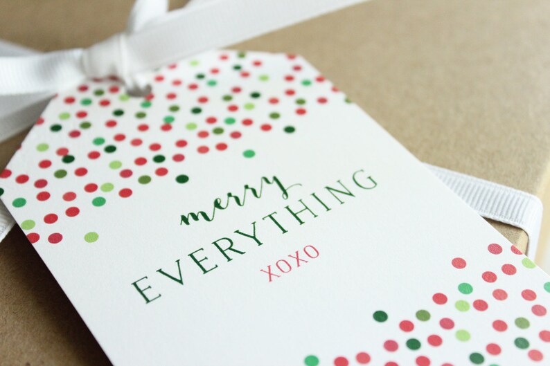 Merry Everything Confetti Tags / Hanging Gift or Wine Tag - Etsy