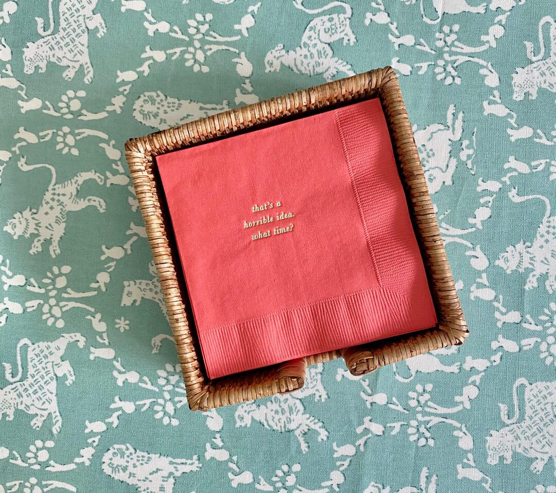 That's a Horrible Idea. What Time? - Cheeky Napkins in Coral, Set of 20 ...