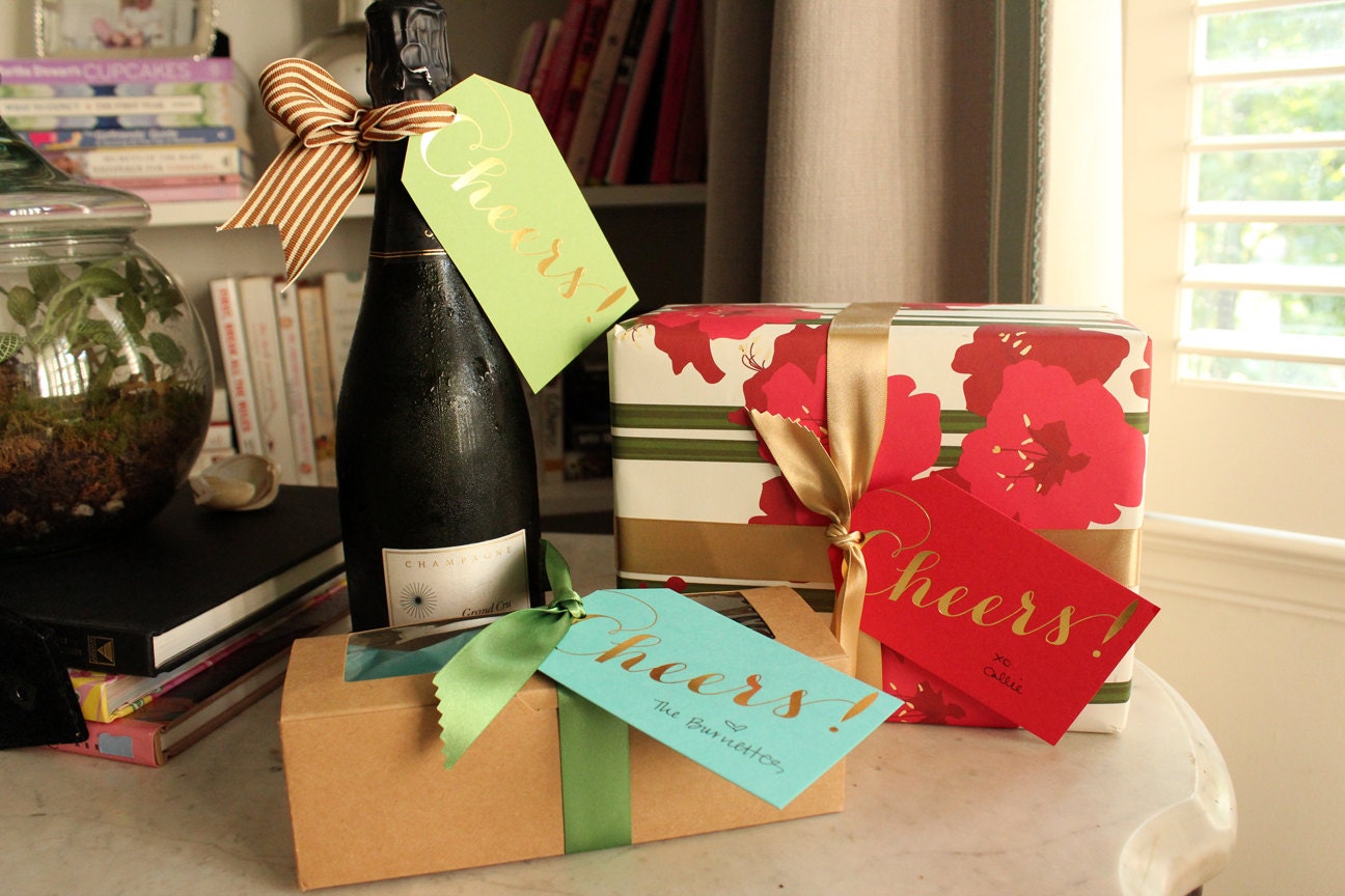 Cheers Gift / Wine Tags / Gift Enclosures / Champagne Tags - Gold Foil ...