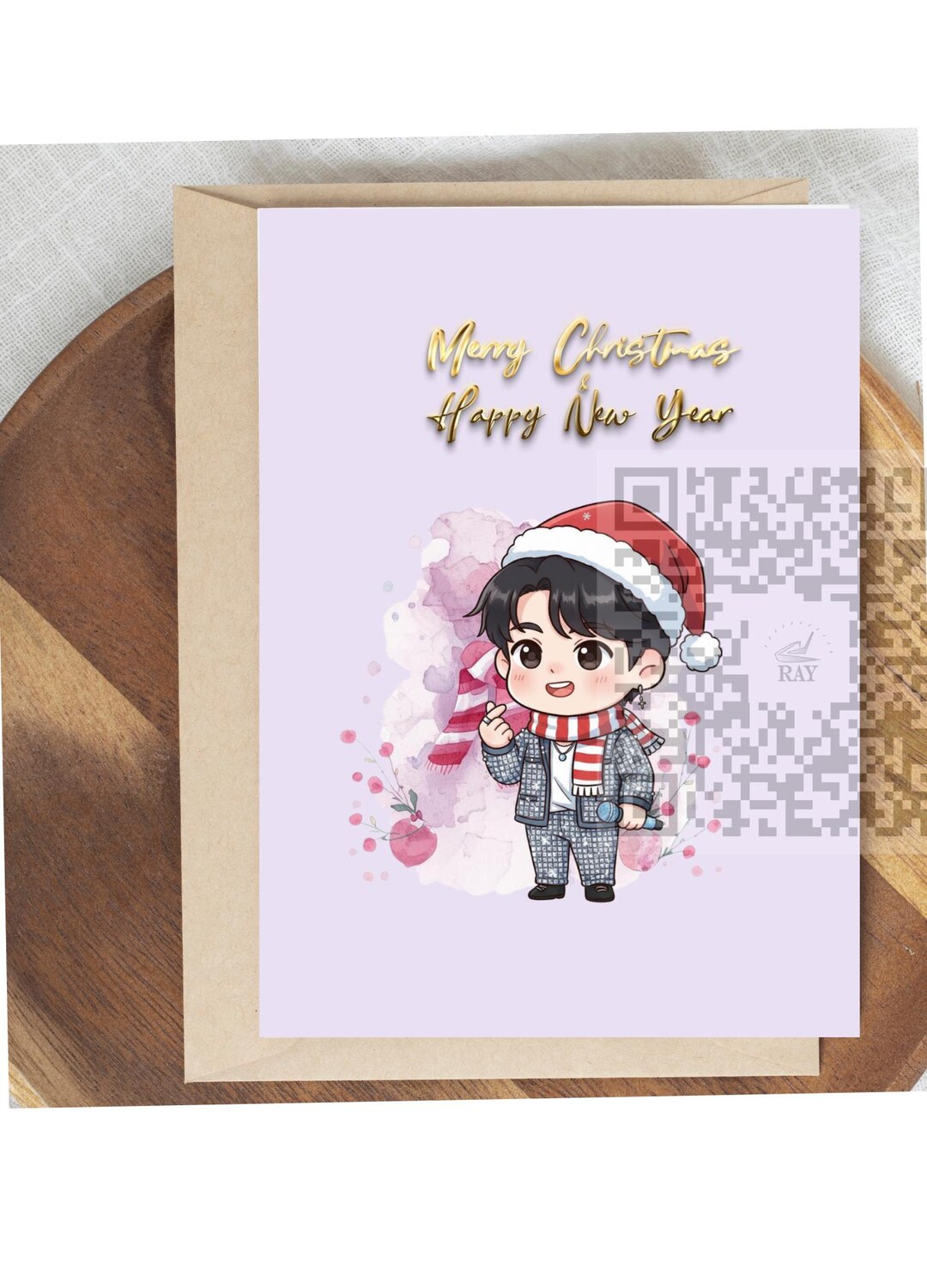 BTS JIN Christmas Card | K-pop Holiday Card | Purple ARMY Gift ...