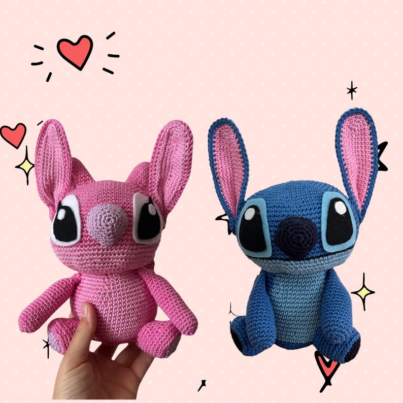 Stitch and Angel Crochet Pattern Amigurumi Plush Toy Easy Instructions ...