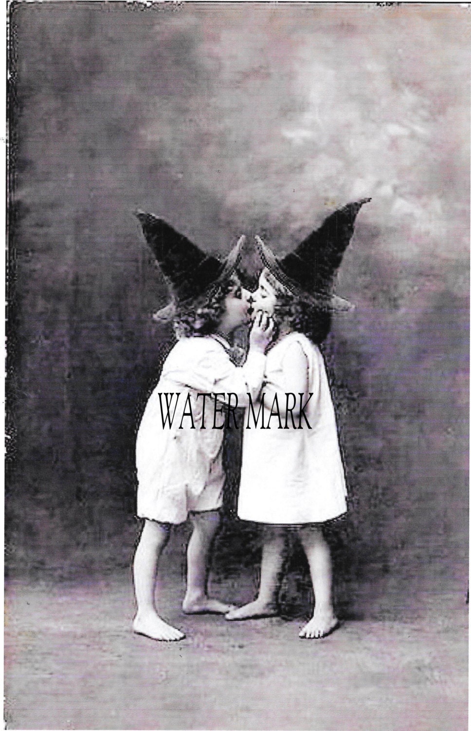 Halloween Witch Children Kissing12 Postcardshand Painted - Etsy