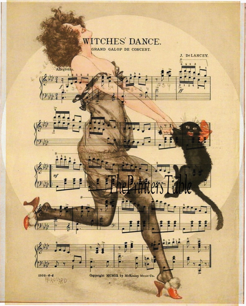 Halloween Girl Witches Dance Sheet Music Collageexclusively | Etsy