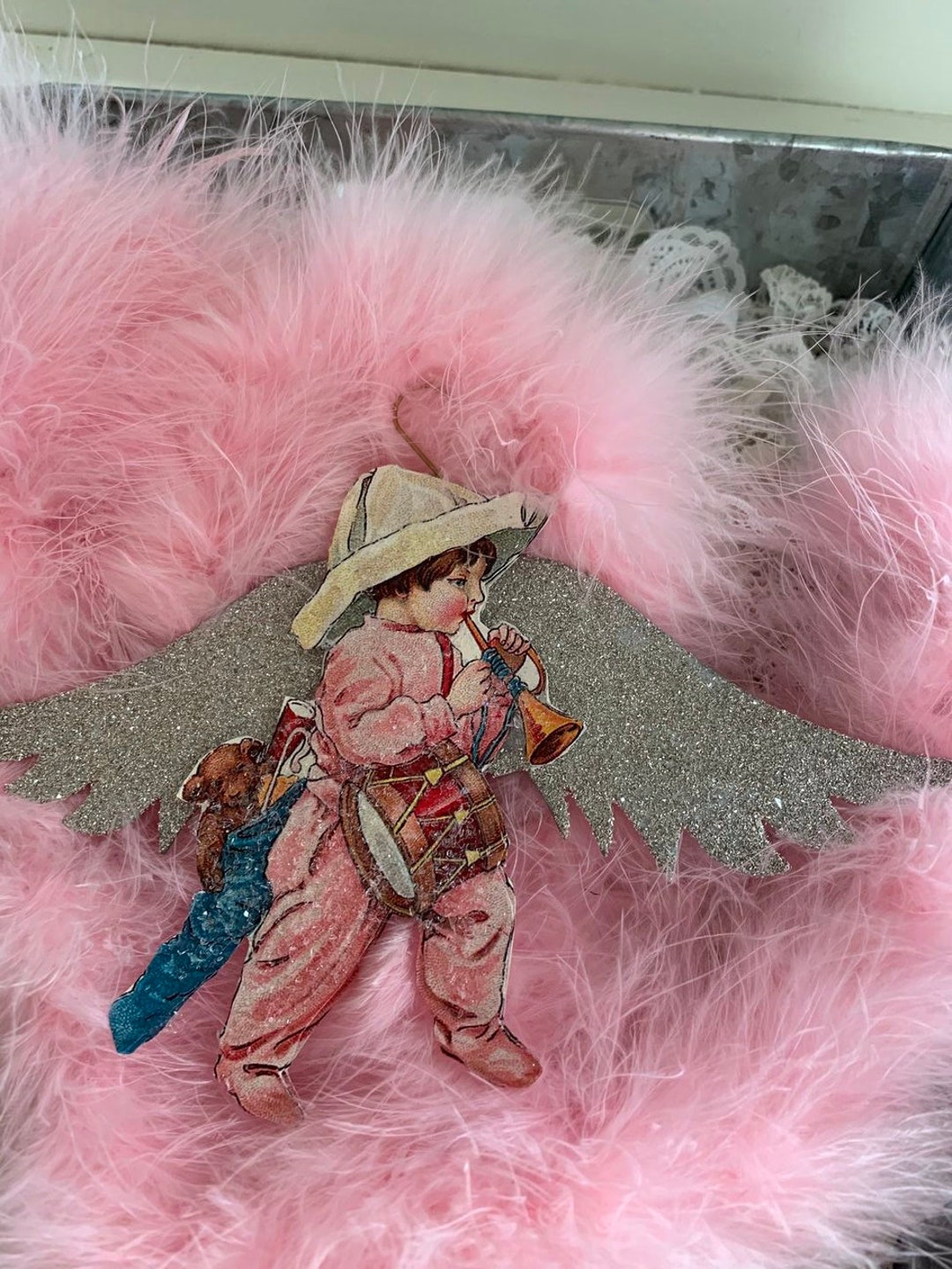 CHRISTMAS Victorian Boy Angel With Dazzling Wings and Dressed in His ...