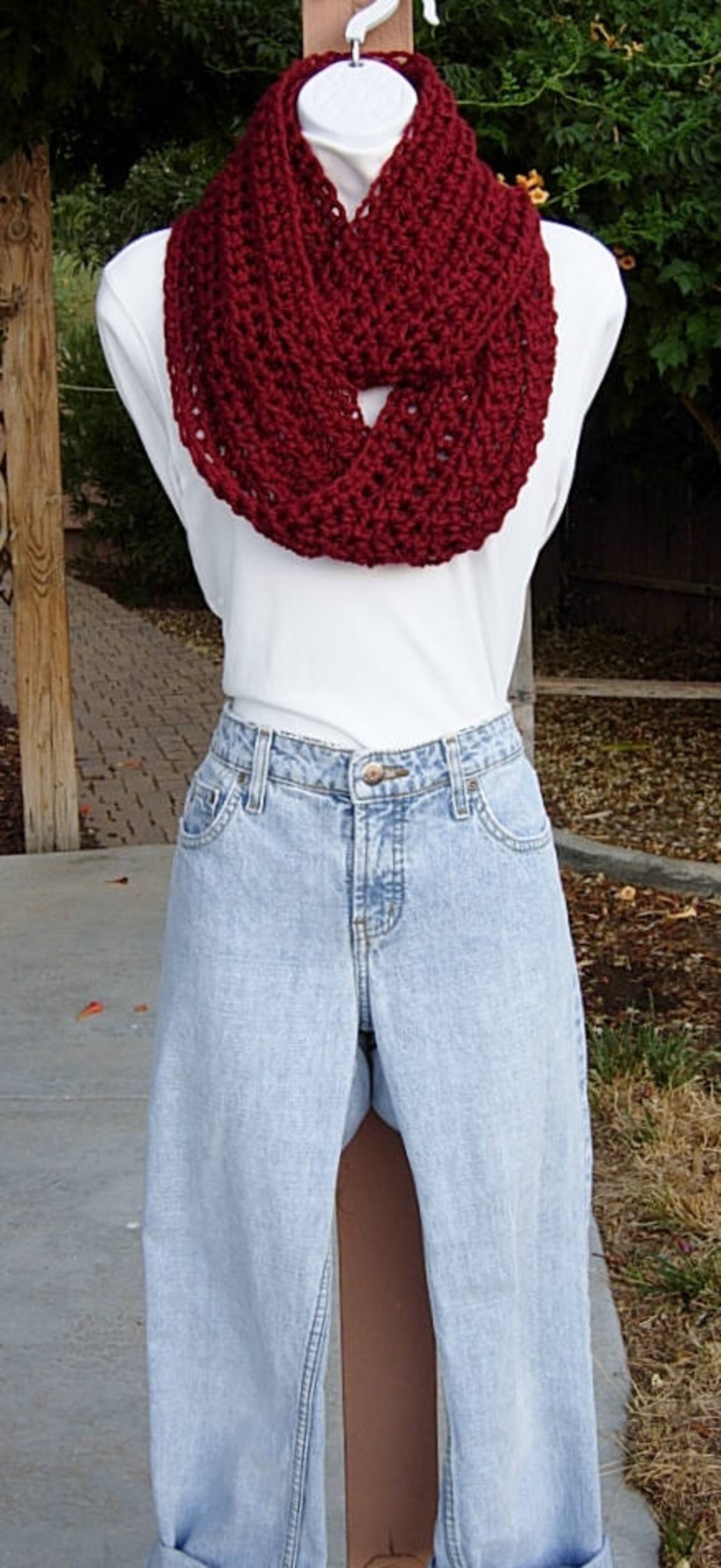 Solid Dark Red INFINITY SCARF Women's Extra Soft Acrylic - Etsy