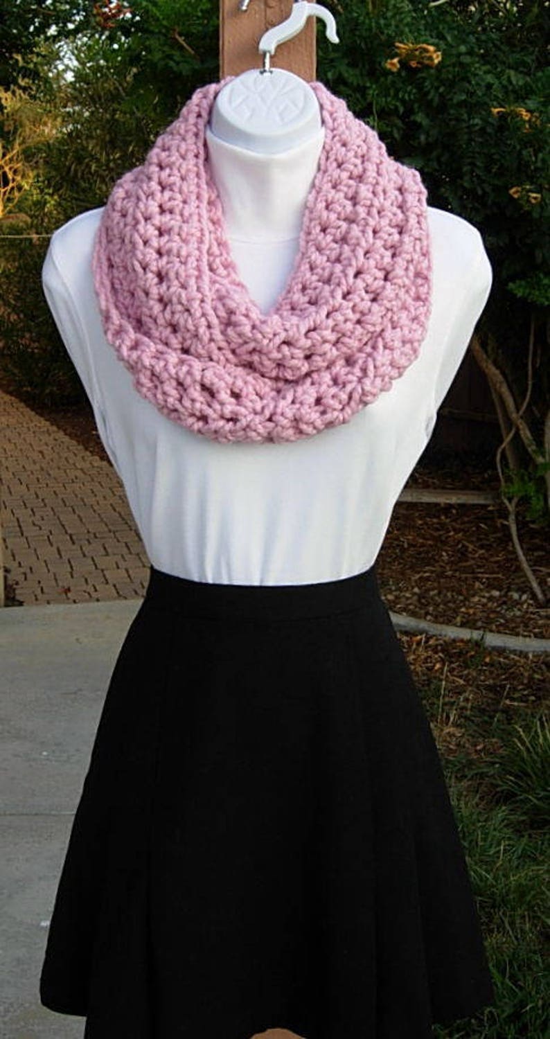 Light Solid Pink Infinity Scarf Handmade Cowl Loop Bulky - Etsy
