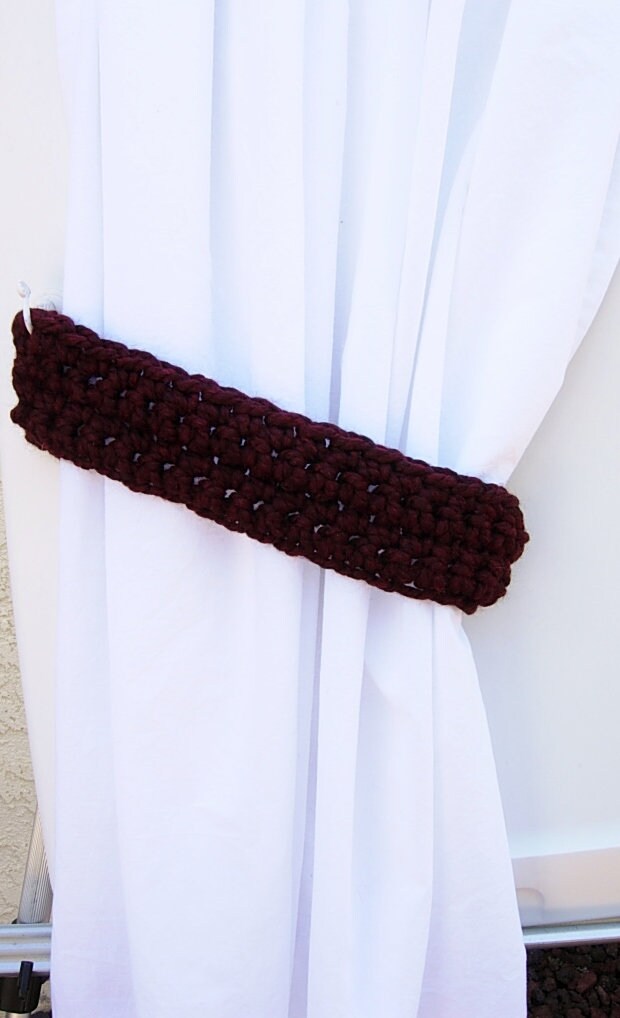 One Pair Dark Burgundy Red Curtain Tie Backs, Drapery Tiebacks, Thick ...