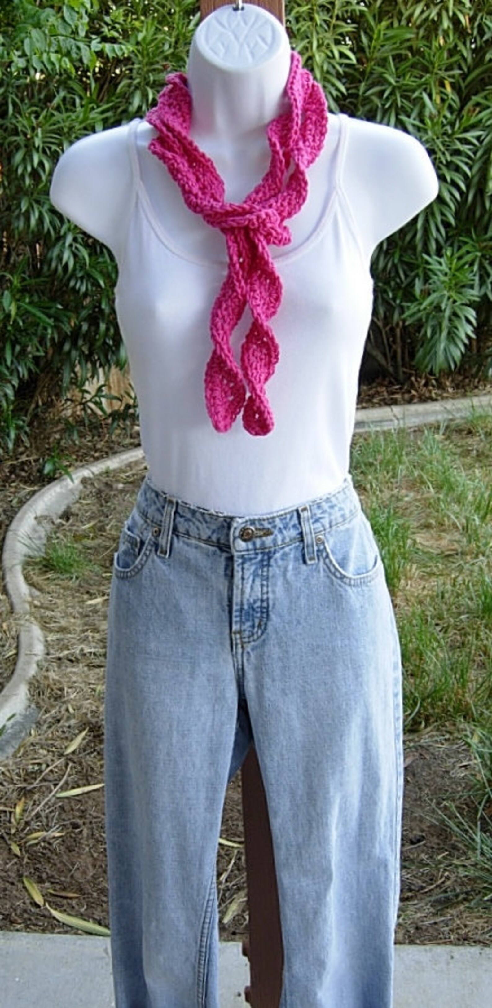 Solid Hot Pink Skinny SUMMER SCARF Small 100% Cotton Dark Pink | Etsy