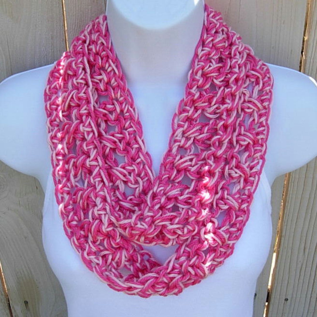Skinny SUMMER SCARF Infinity Loop Hot & Light Pink, Extra Soft Small ...
