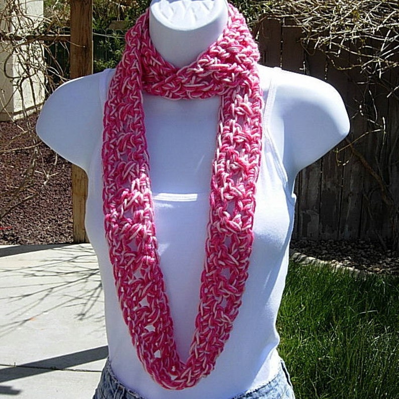 Skinny SUMMER SCARF Infinity Loop Hot & Light Pink, Extra Soft Small ...