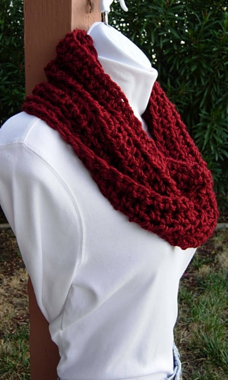 Solid Dark Red INFINITY SCARF Women's Extra Soft Acrylic | Etsy