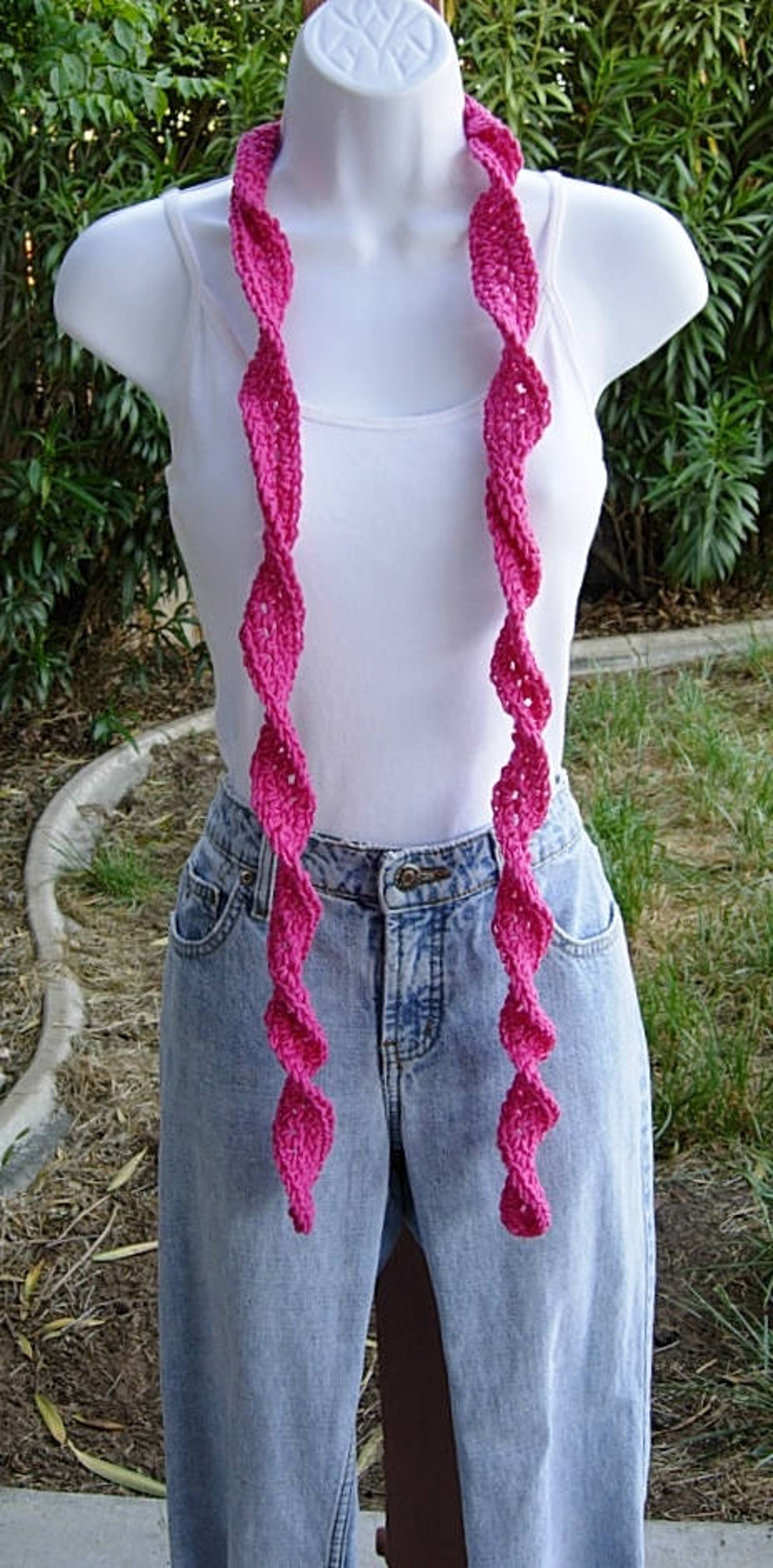 Solid Hot Pink Skinny SUMMER SCARF Small 100% Cotton Dark Pink | Etsy