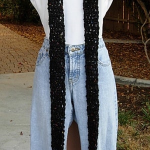 Off Black Tweed Extra Long Skinny Scarf, Dark Charcoal Soft Thick ...